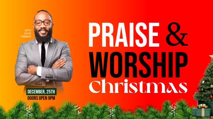 Praise worship christmas youtube thumbnail Template | PosterMyWall