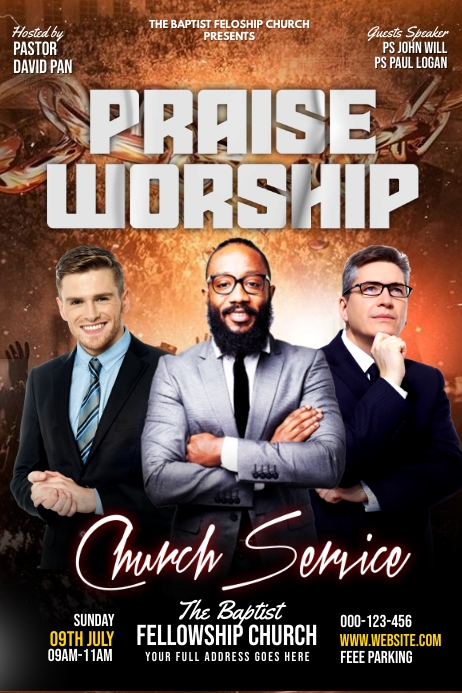 PRAISE WORSHIP CHURCH SERVICE Template | PosterMyWall