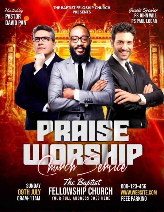 Copy of PRAISE WORSHIP CHURCH SERVICE | PosterMyWall
