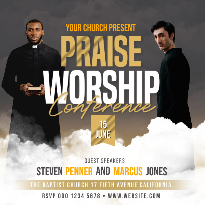 praise worship service flyer Template | PosterMyWall