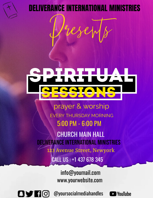 PRAYER & WORSHIP CHURCH FLYER TEMPLATE | PosterMyWall