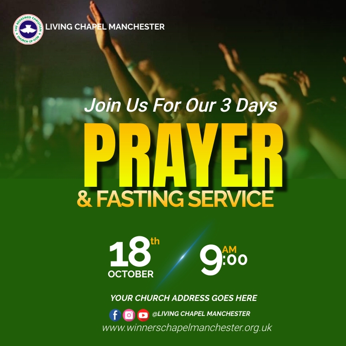Prayer and fasting church, church service fly Template | PosterMyWall