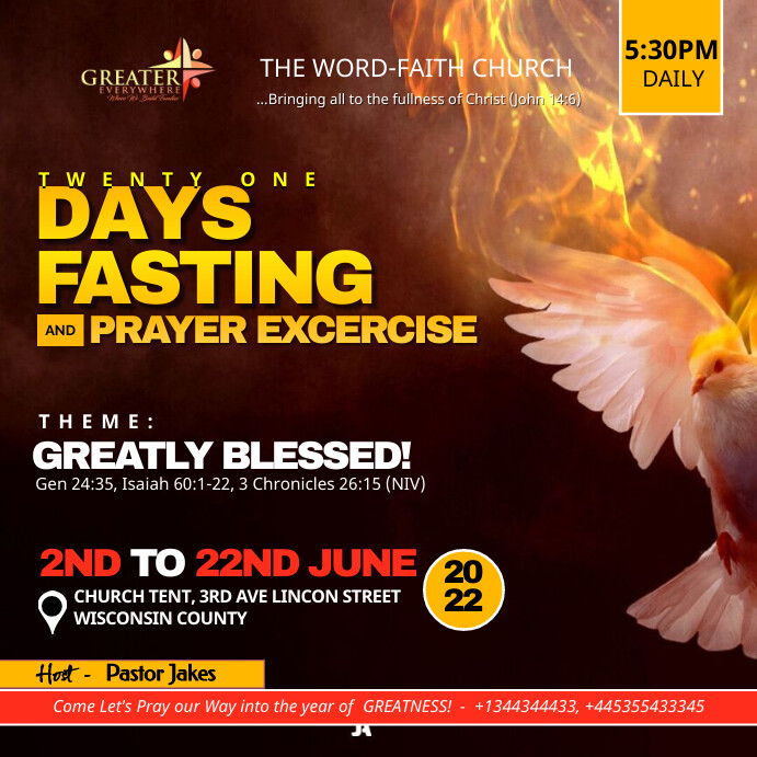 Prayer and Fasting Event Church Flyer (15) Template | PosterMyWall