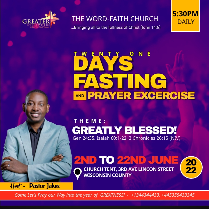 Prayer and Fasting Event Church Flyer (6) Template | PosterMyWall