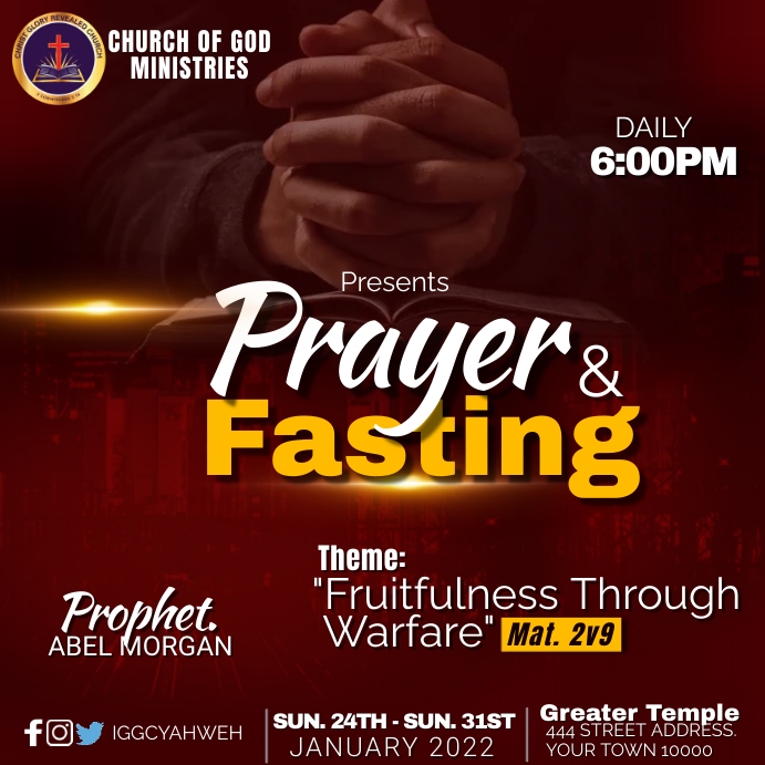 PRAYER AND FASTING SERVICE Template | PosterMyWall
