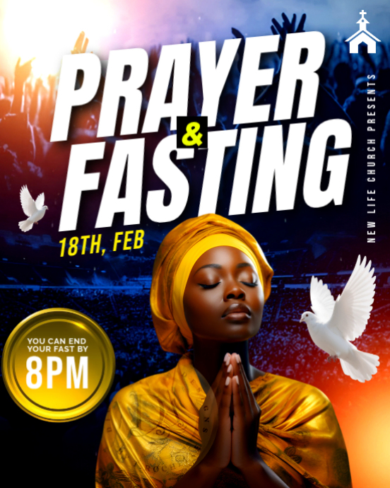 Plantilla de Prayer and Fasting spiritual biblical fast church night ...