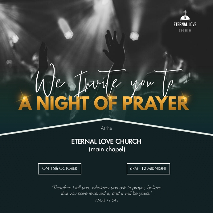 Prayer Church invitation poster template | PosterMyWall