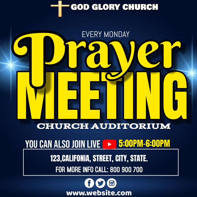 Prayer conference church meeting template | PosterMyWall