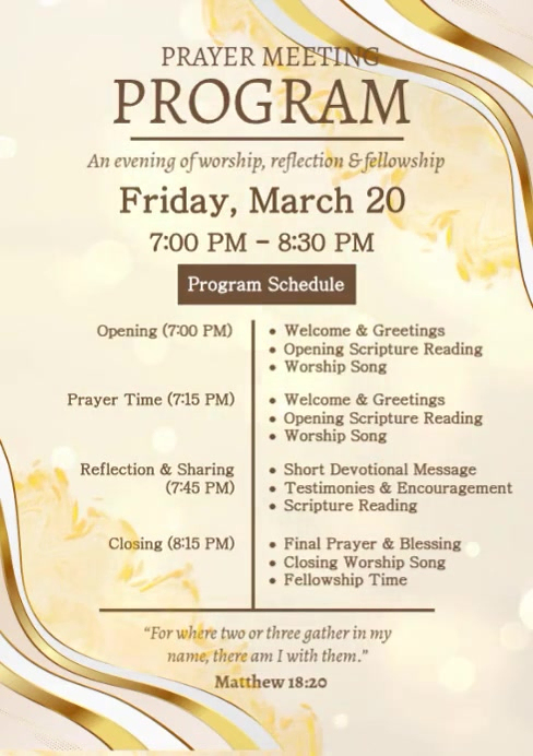 สำเนา Prayer Meeting Program Video | PosterMyWall