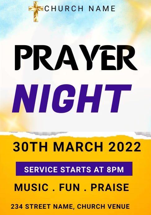 Modèle Prayer night service | PosterMyWall