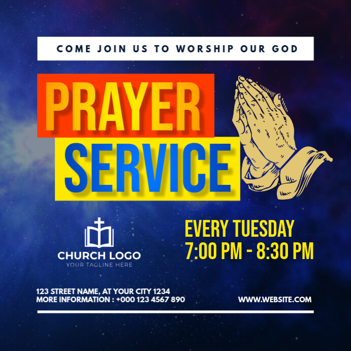 Prayer Service Church Flyer Template | PosterMyWall