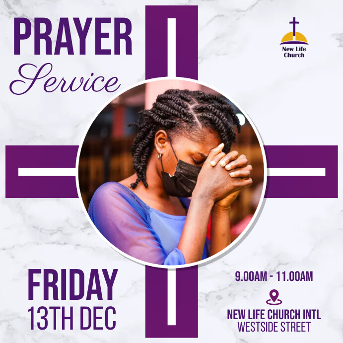 Prayer service church flyers template | PosterMyWall