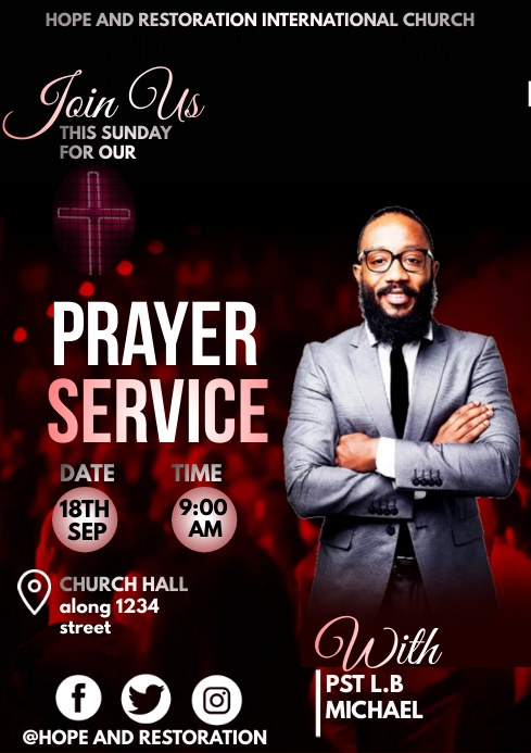 Modèle Du Service de Prière | PosterMyWall
