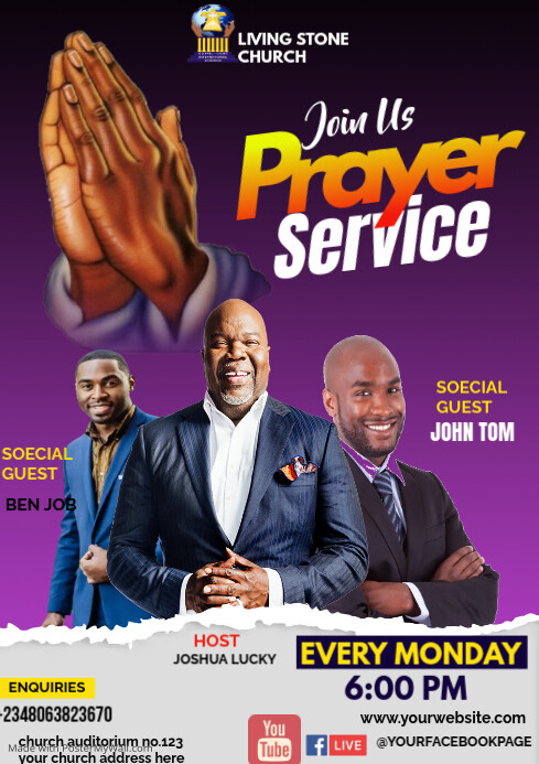 PRAYER SERVICE Template | PosterMyWall
