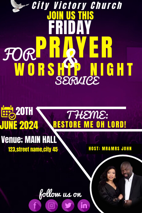 Prayer worship night service template poster | PosterMyWall