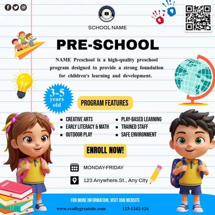 PRE- SCHOOL ADS Template | PosterMyWall