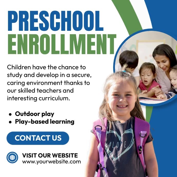 Pre School Enrollment Template | PosterMyWall