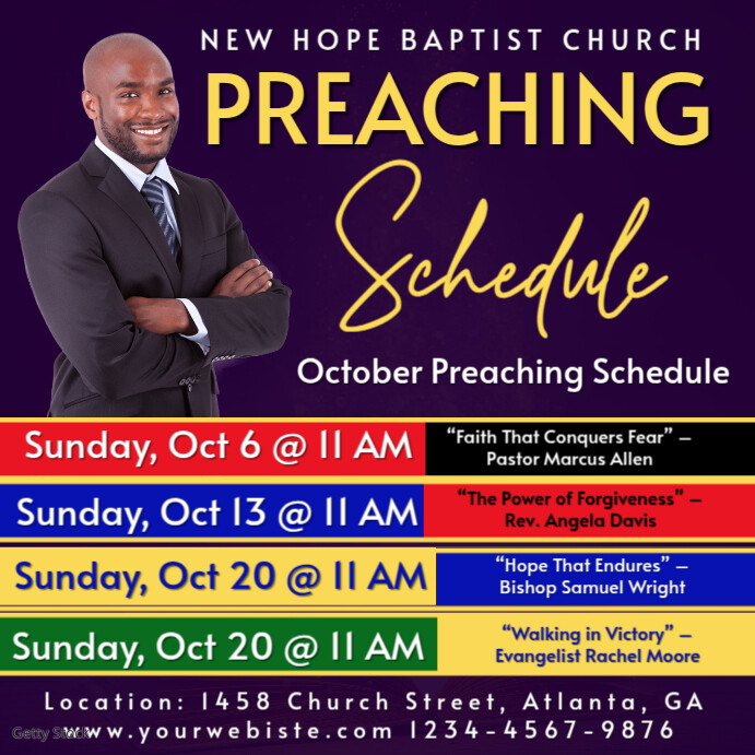 Copy of preaching schedule , preaching schedule 2025 | PosterMyWall