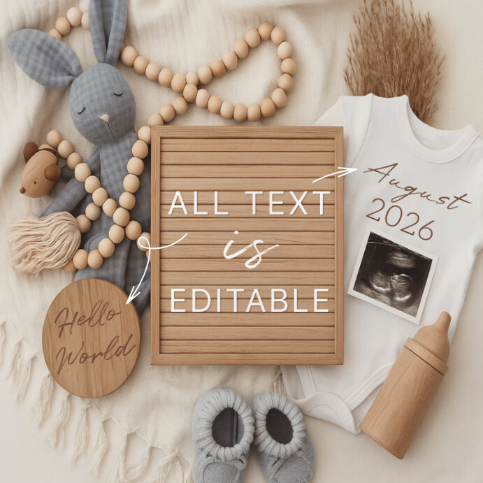 Pregnancy Reveal Template – Instagram Facebook Post & Printable Baby ...