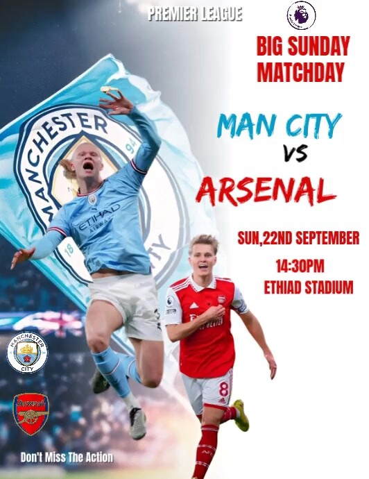 PREMIER LEAGUE MATCHDAY MANCHESTER CITY VS AR Template | PosterMyWall