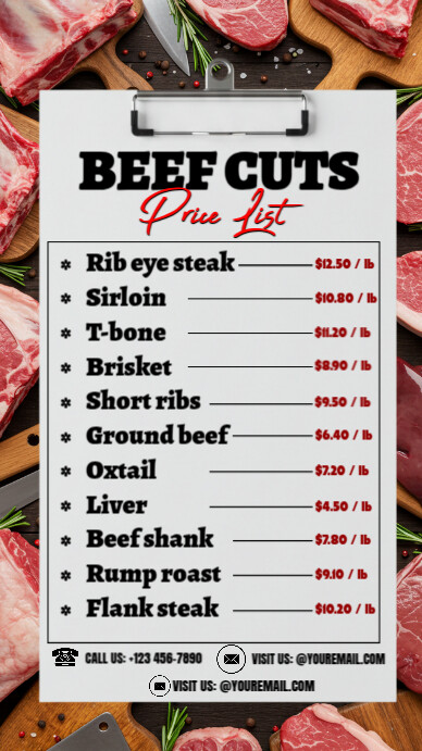 Copy of Premium Beef Cuts Price Guide | PosterMyWall