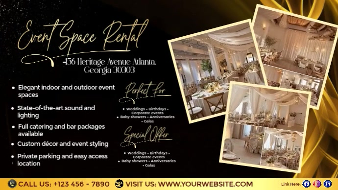 Premium Event Space Rental Template | PosterMyWall