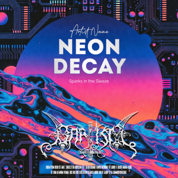 Premium Indie Sleaze Electro Album Cover Design - Retro-Futuristic Neon ...