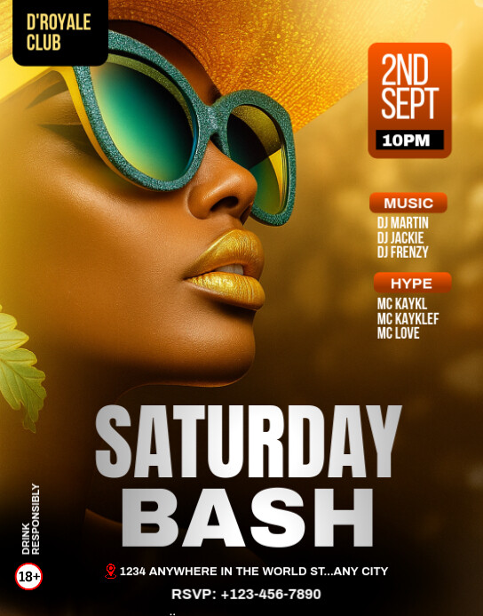 Premium Nightclub Flyer Template | Saturday Bash Event | Editable DJ ...