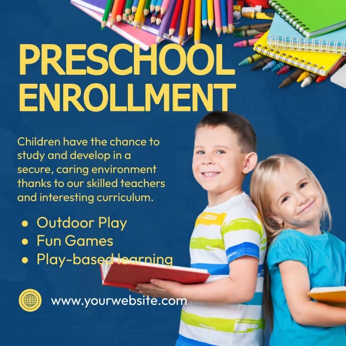 Preschool Enrollment Ads Template | PosterMyWall
