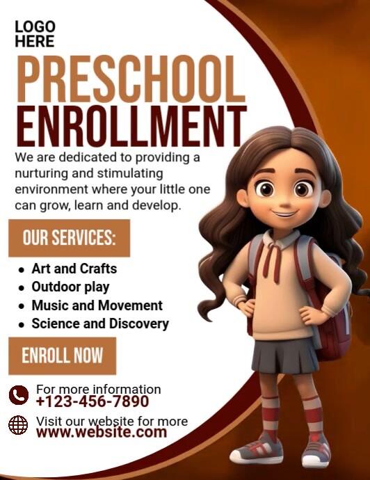 Preschool Enrollment Template | PosterMyWall