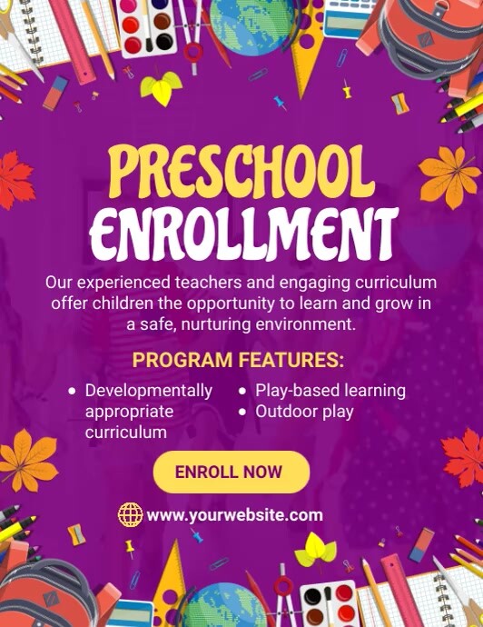 Preschool Enrollment Templat | PosterMyWall