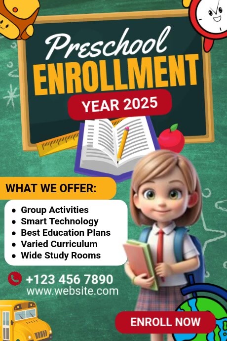Preschool Enrollment Template | PosterMyWall