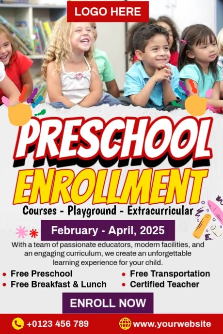 Preschool Enrollment Template | PosterMyWall