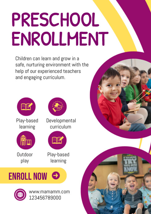 preschool enrollment Template | PosterMyWall