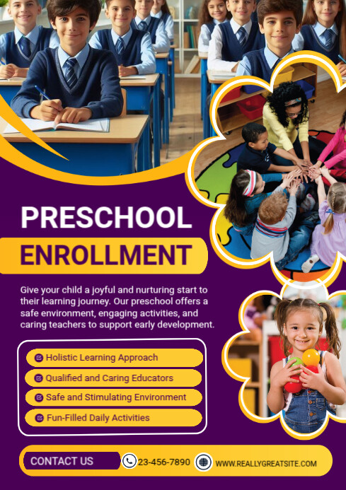 Preschool Enrollment flyer Template | PosterMyWall