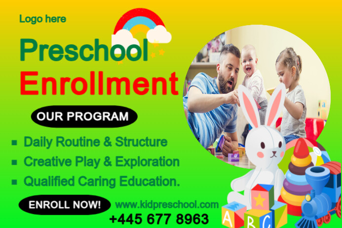 Preschool enrollment kid program design advert template | PosterMyWall