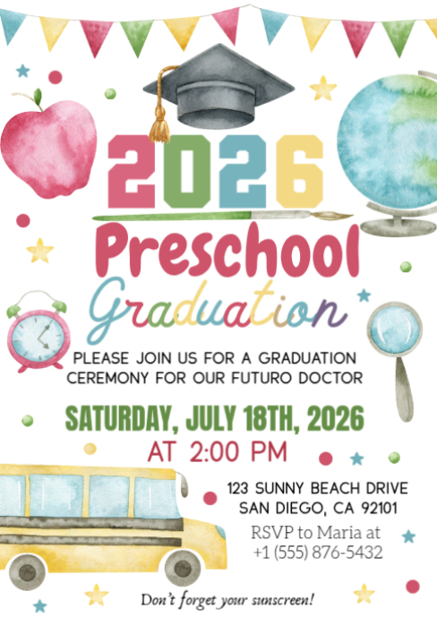 Preschool Graduation Invitation Template | PosterMyWall