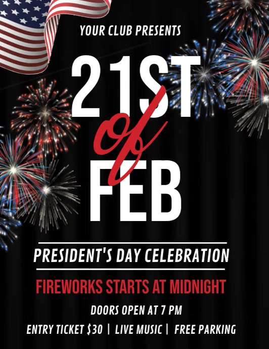 President's day 21th of February celebration Template | PosterMyWall