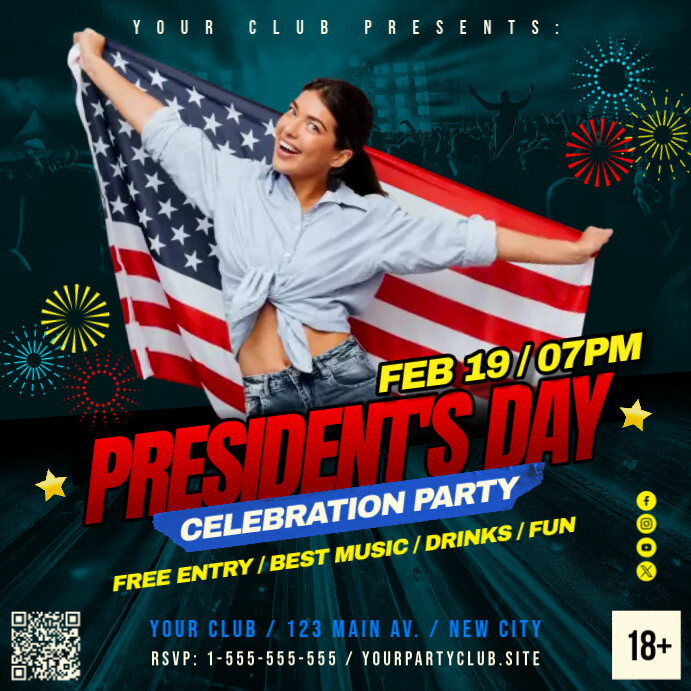 President's Day Party Banner Template | PosterMyWall