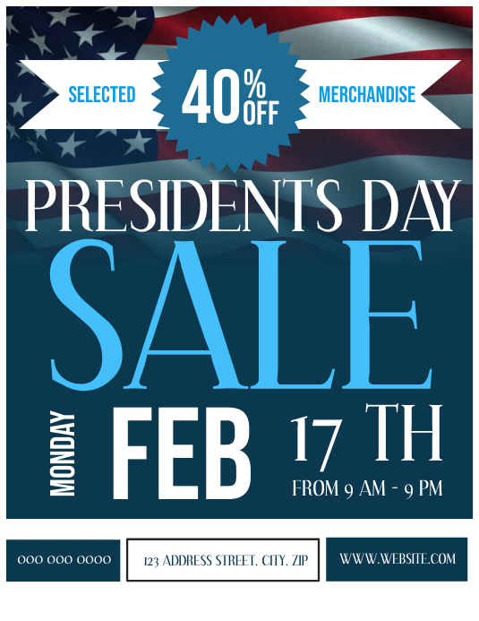 Copy of President's Day Sale Event Flyer Template | PosterMyWall