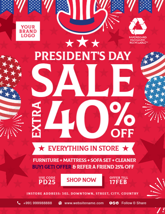 Copy of President's Day Sale Flyer Template | PosterMyWall