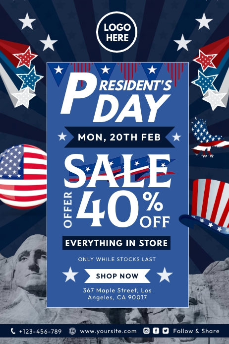 President's Day Sale Poster Template | PosterMyWall
