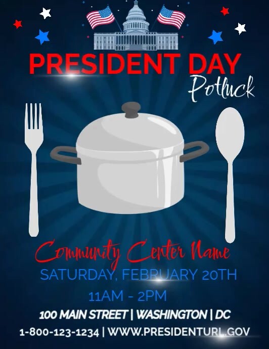 President Day Potluck Template | PosterMyWall