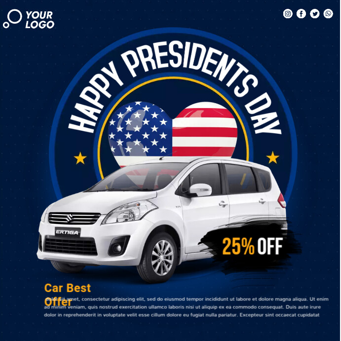 Presidents Car Sale Instagram Template | PosterMyWall