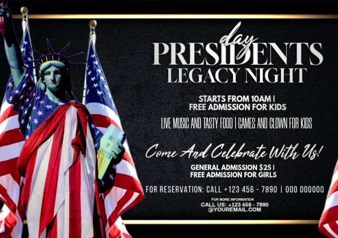 Presidents Day Celebration A4 Template | PosterMyWall
