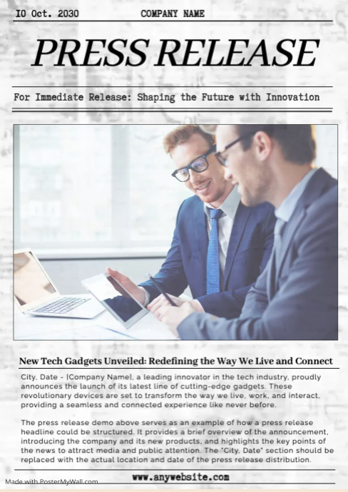 Plantilla de press release template | PosterMyWall