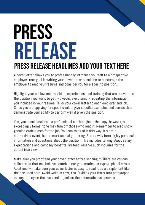 press release Template | PosterMyWall