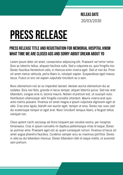 press release Template | PosterMyWall