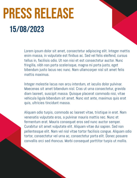 Modèle Press release | PosterMyWall
