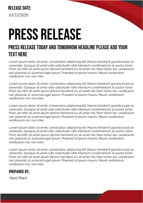 press release Template | PosterMyWall